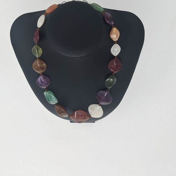 Jewelry | Polished Multicolorchunky Statement Necklace Earthy Jewel ...